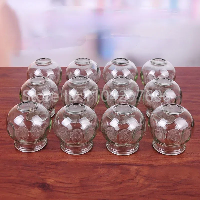 12pcs Thickened Glass Chinese Vacuum Cupping Set Acupuncture Massage ...