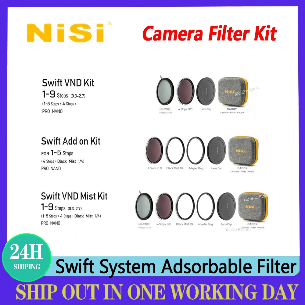 Nisi Swift System Adsorbable Round Filter Set Adjustable ND1-5 5-9 1-9 ...