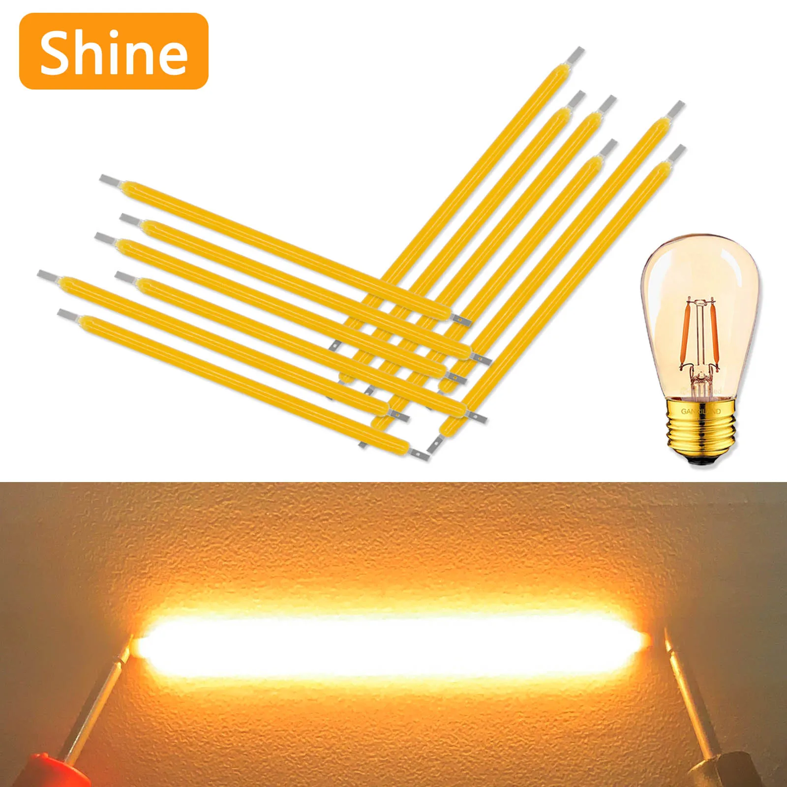 20pcs DC3V/6V/9V/12V/24V 38mm LED Hard Filament COB Edison Bulb ...