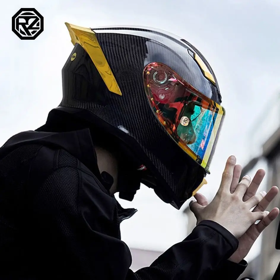 ORZ-Carbon-Fiber-Motorcycle-Helmet-Four-Seasons-Full-Face-DOT-Approved ...