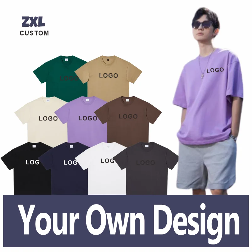 100-Cotton-T-shirt-Drop-Shoulder-Short-Sleeve-Custom-Logo-Print ...