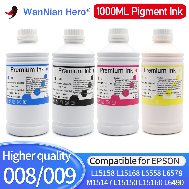1000ML009-008-Pigment-Ink-Compatible-For-EPSON-L15158-L15168-L6558 ...