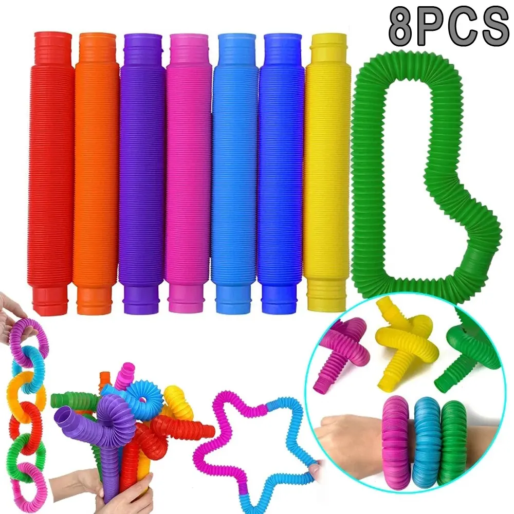 8PCS-Colorful-Telescopic-Tube-Pop-Tube-Stretching-Tube-Corrugated-Tube ...