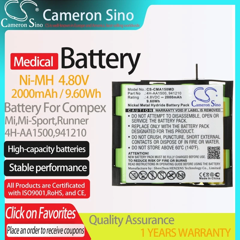 Cameron Sino Battery For Compex Edge Us, Enegry, Fit, Mi, Mi-ready,us ...