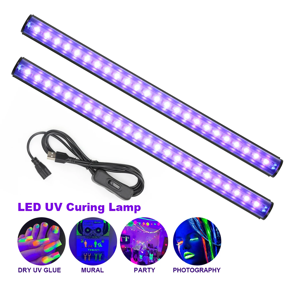 395-405nm Black Light LED UV Lamp Gel T5 Tube 5V USB Plug Ultraviolet ...