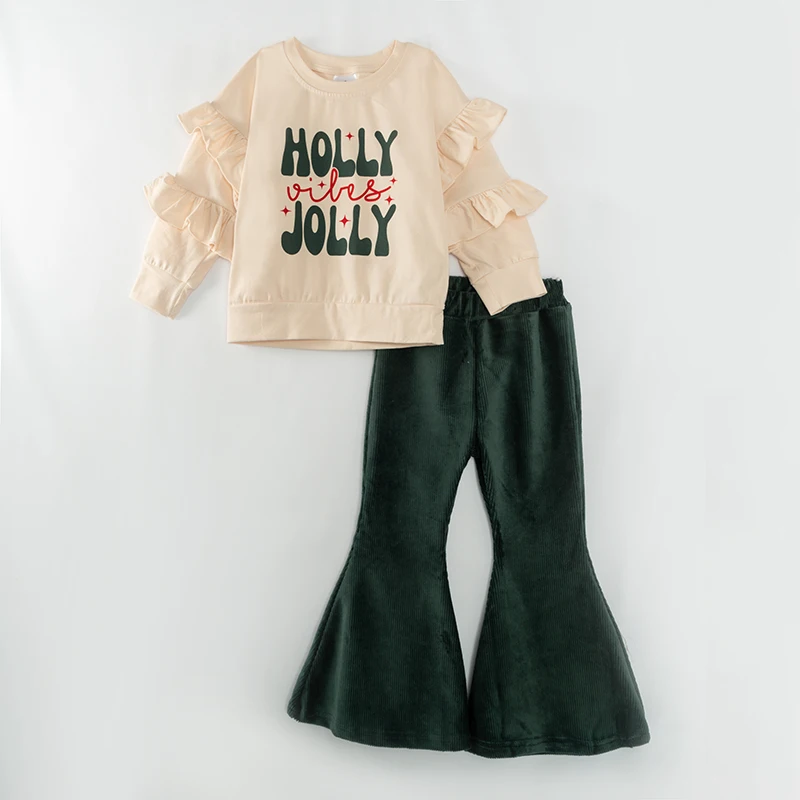 Girlymax-Baby-Girls-Holly-Jolly-Vibes-Bell-Bottom-Christmas-Outfit ...