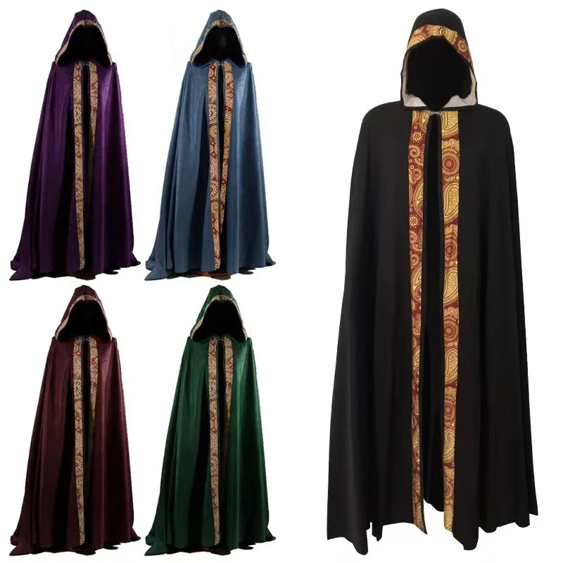 Long Cloak Medieval Church Clergy Loose Dress Cloak Witch Cloak Hooded ...