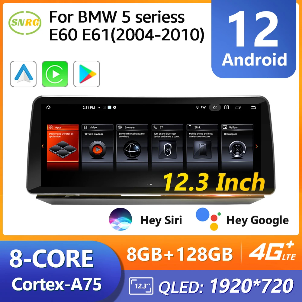 Snrg estéreo do carro para bmw e60 e61 série 5 ccc cic autoradio android tela rádio tuning ...