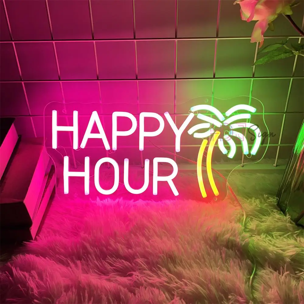 Happy-Hour-Neon-Sign-Led-Lights-Gaming-Room-Decor-Bedroom-Art-Wall ...