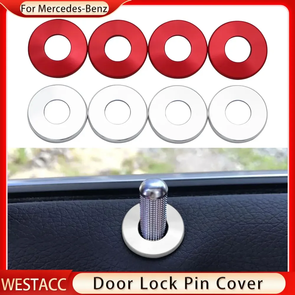4Pcs Car Door Lock Pins Cover for Mercedes Benz C E GLA GLC Class W205 ...