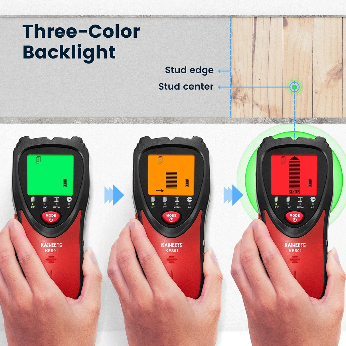 in Stud Finder Wall Scanner with Tricolor Backlight and Audio Alarm ...