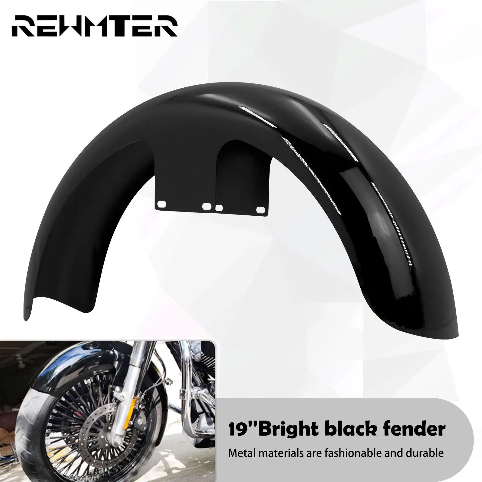 Motorcycle Gloss Black 19" Wrap Front Fender For Harley Touring Electra ...