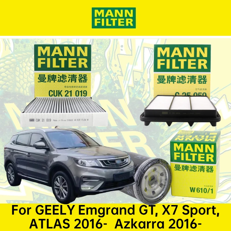 For GEELY Atlas X7 Sport Azkarra 2016- MANN FILTER Oil Engine Air Cabin ...