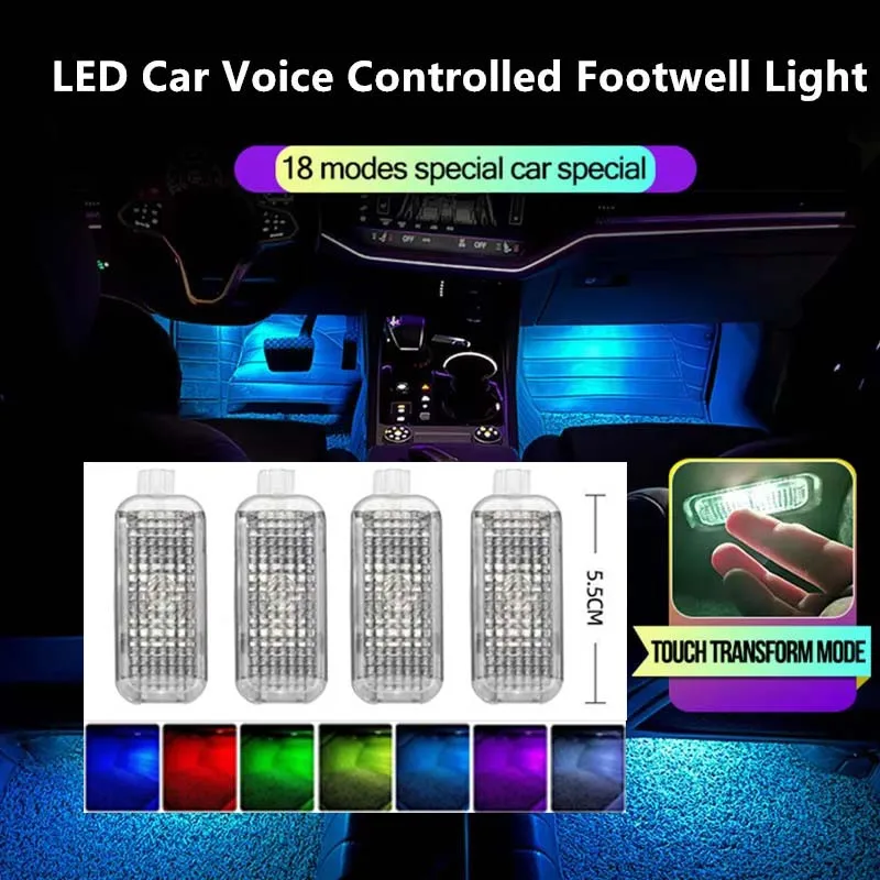 2/4PCS LED Car Footwell Ambient Light for VW Touareg Scirocco Tiguan ...