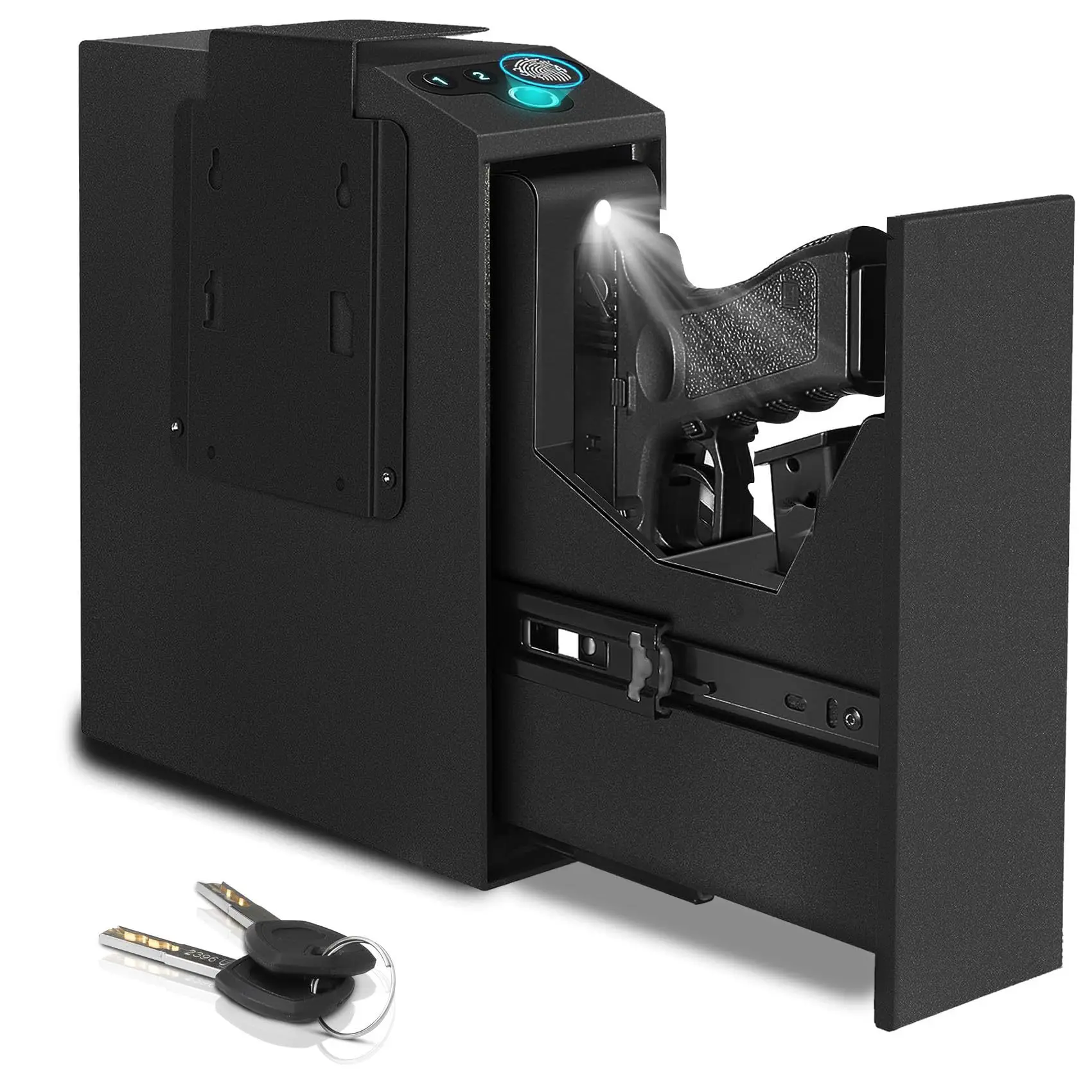 Security Fingerprint Gun Safes Box Smart Digital Password With Key ...