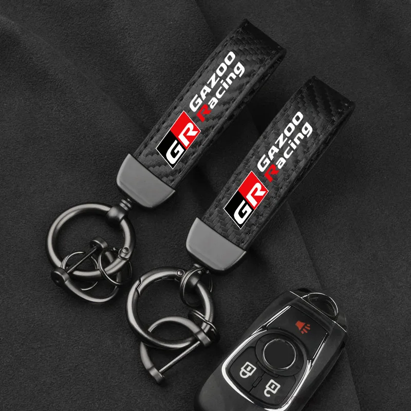 Leather-Keyrings-Carbon-Fiber-Car-Keychain-Accessories-For-Toyota-GR ...