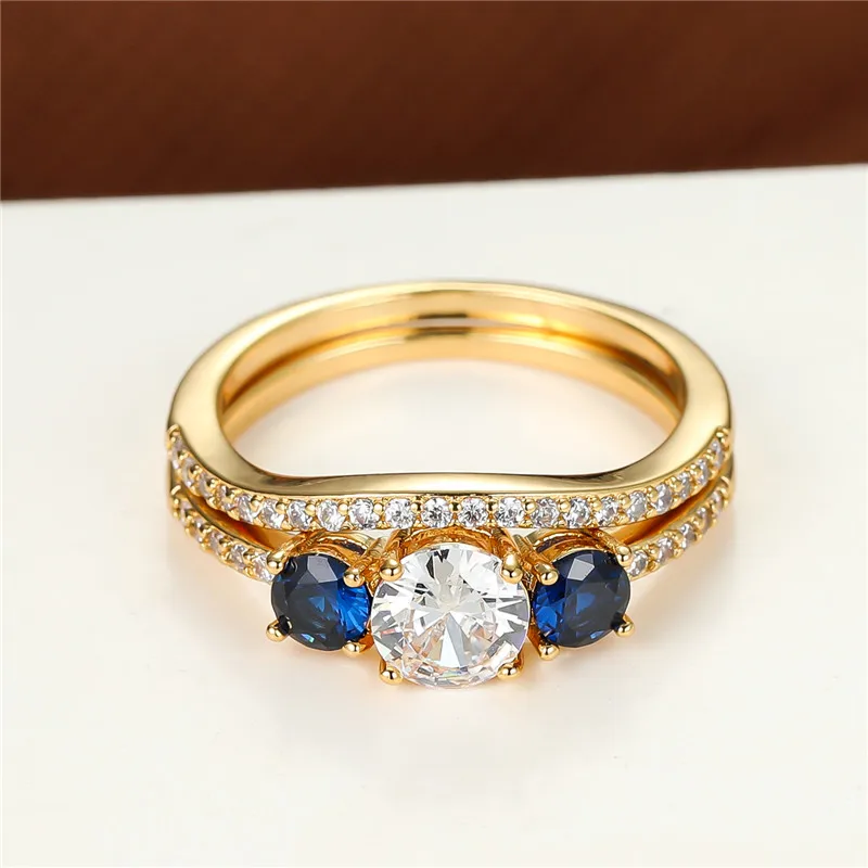 Blue-Crystal-Small-Round-Ring-White-Zircon-Big-Stone-Ring-Set-Antique ...