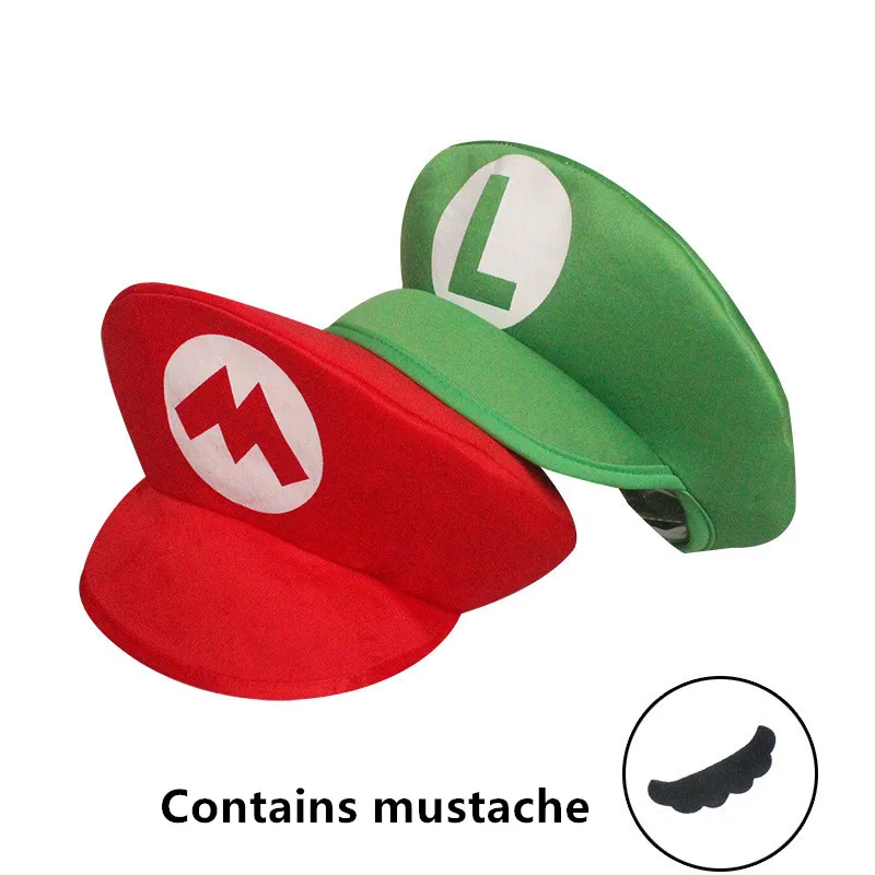 Super Mario Bros Luigi Cartoon Cosplay Hat Classic Game Anime Figure ...