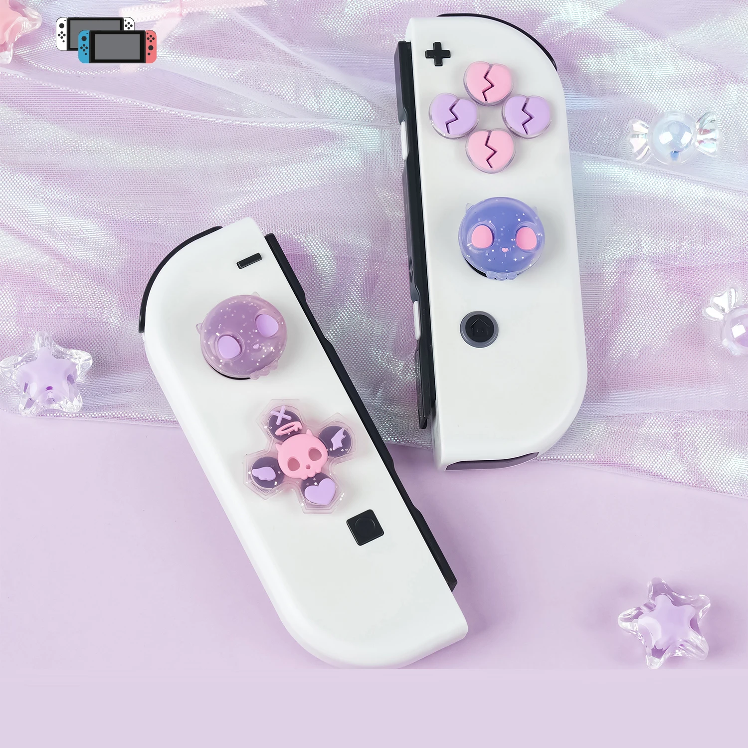 Bling-Skull-Silicone-Soft-D-pad-Cross-Button-ABXY-Key-Sticker-Skin-Case ...