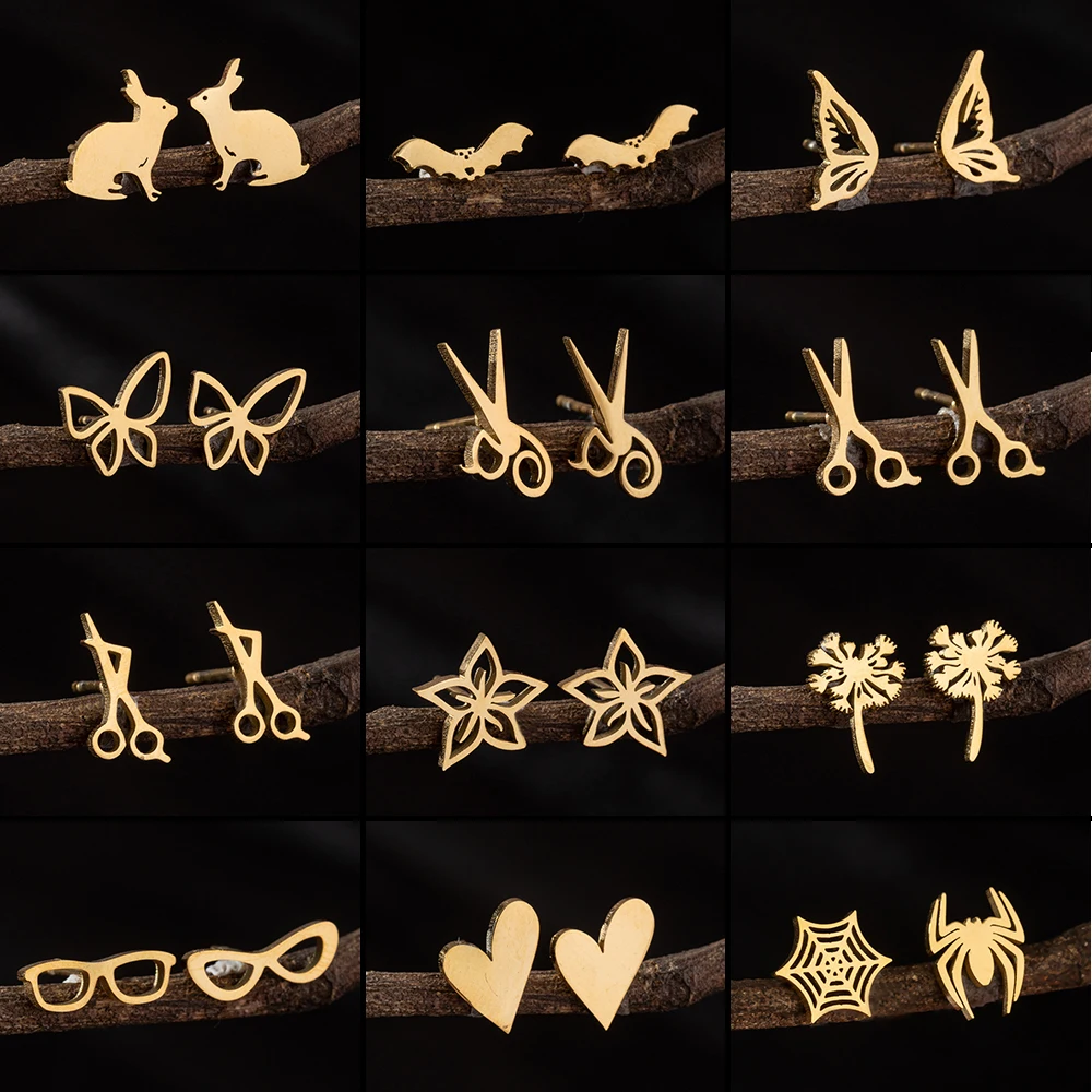 Fasion-pendientes-dorados-de-acero-inoxidable-para-mujer-aretes-m ...