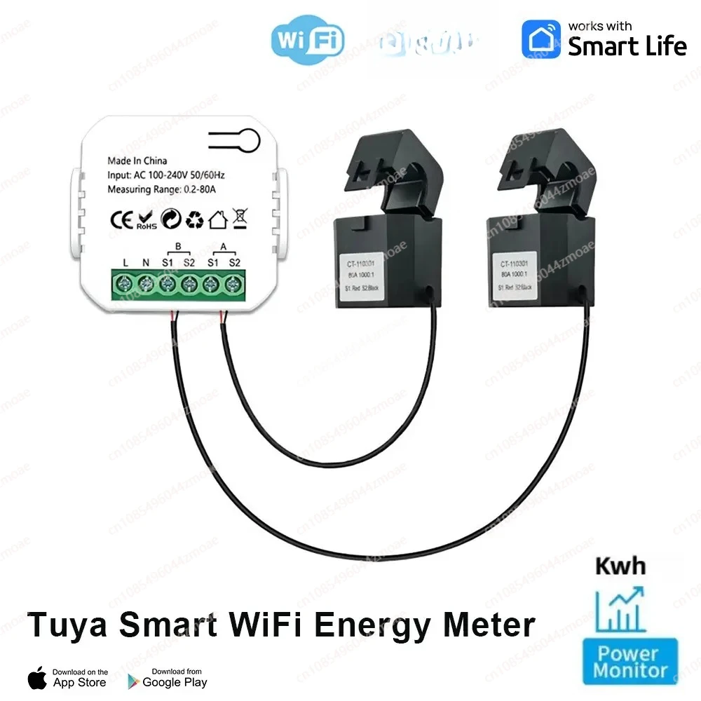 Doodle Smart Bidirectional 1/2 Channel Meter WIFI with CT Power Monitor ...