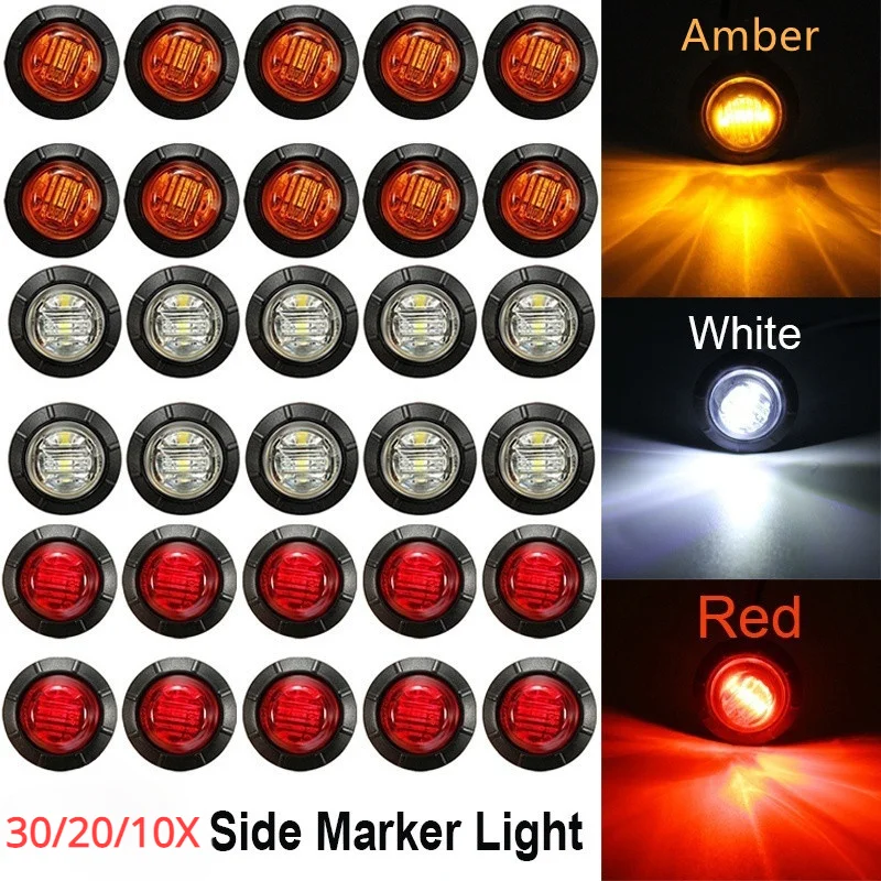 3/4" LED Side Marker Lights Clearence Light Front Rear Indicators Light ...