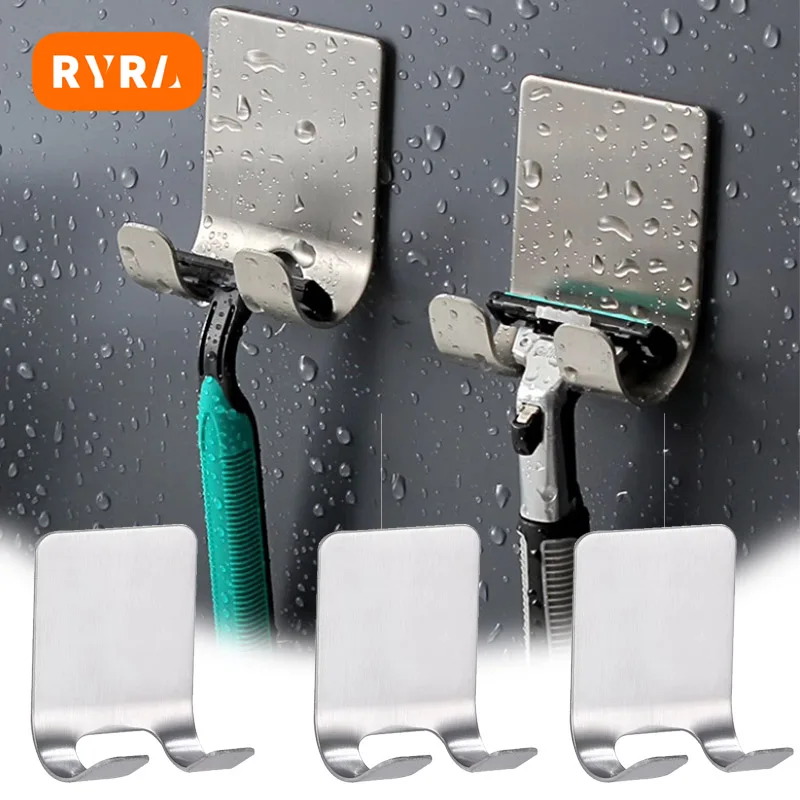 Razor Holder Bathroom Stainless Steel Razor Organizer Shelve Punch Free ...