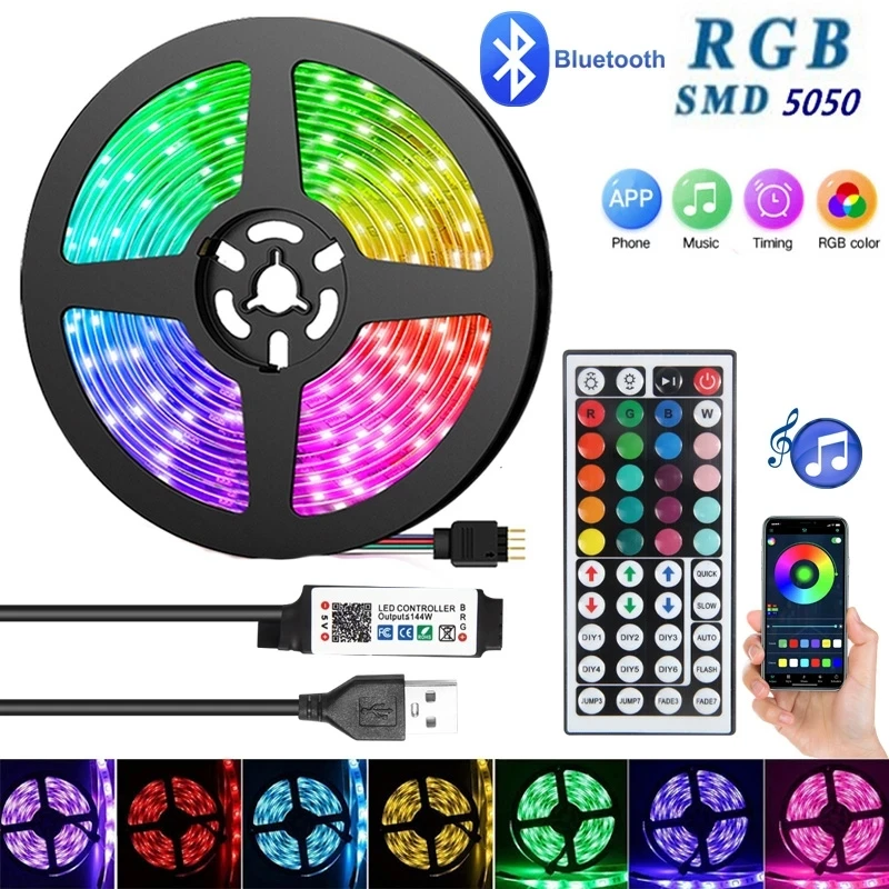 Smart-Bluetooth-LED-Strip-Lights-Infrared-Control-RGB5050-Flexible-5V ...