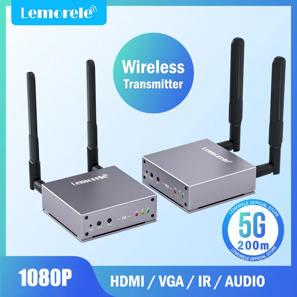 Lemorele HDMI Wireless Extender 200 Meter 5GHz/2.4GHz Dual Band Video ...