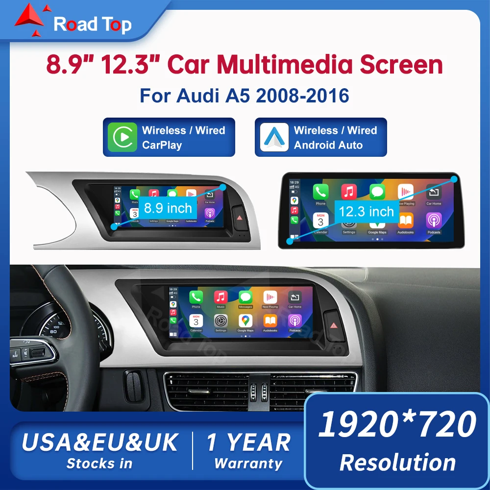 CN Road Top 8.9 12.3'' Touch Display Multimedia Player For Audi A5 S5 ...