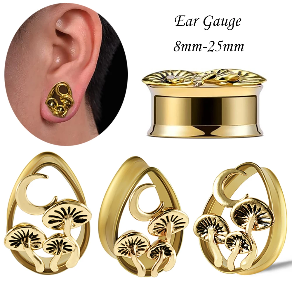 Pair-Stainless-Steel-Copper-Moonlight-Mushroom-Teardrop-Eyelets-Ear ...