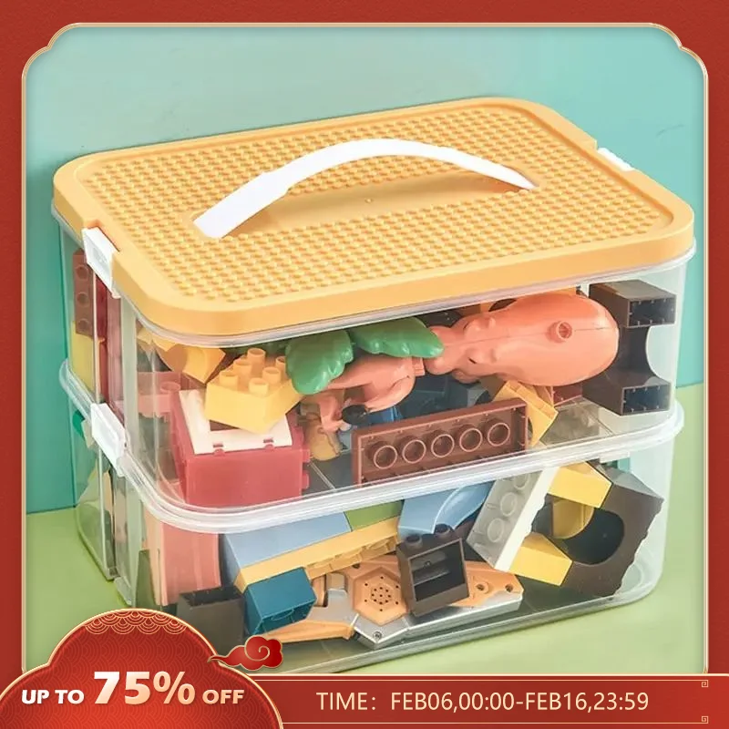 Building-Blocks-Toys-Storage-Box-for-Lids-Brick-Shaped-Plastic-Kids-Bin ...