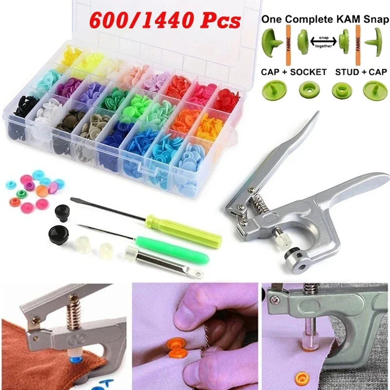 600-1440-Pcs-Plastic-Press-Studs-Set-DIY-Clothes-T5-Plastic-Fastener ...