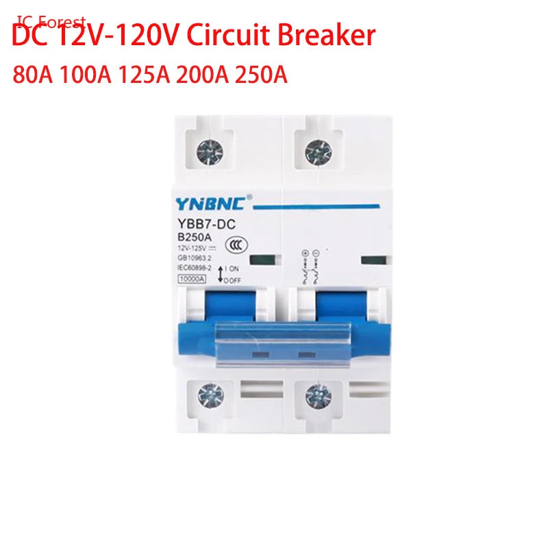 2P 100A 200A 250A DC Breaker 12V 24V 36V 48V 96V 120V DC Circuit Breaker Solar Cells Power ...