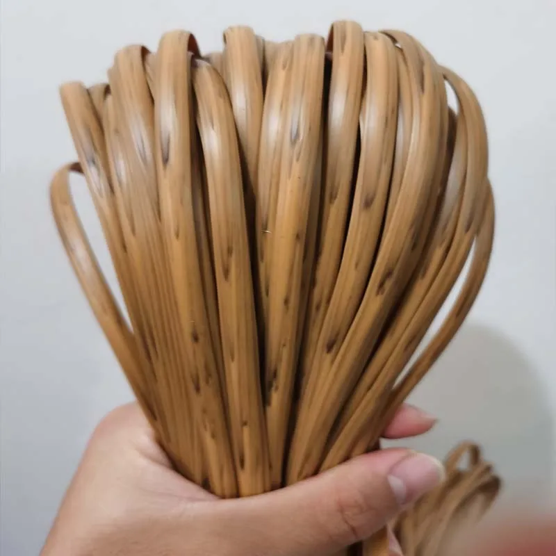 60 Meters 6-7mm Width Wood Color Synthetic PE Flat Rattan Material For ...