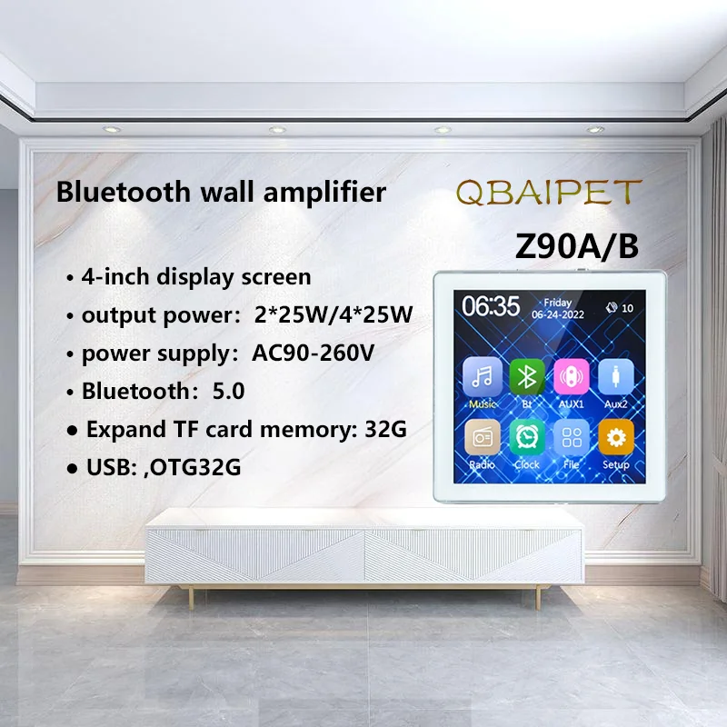 Mini-Touch-Screen-4-25W-Stereo-Music-Panel-PA-SystemBluetooth-Wall ...