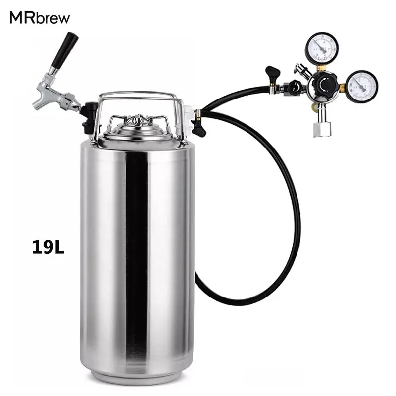19L Ball Lock Keg & Beer Tap Keg Faucet & Co2 Regulator,Stainless Steel ...