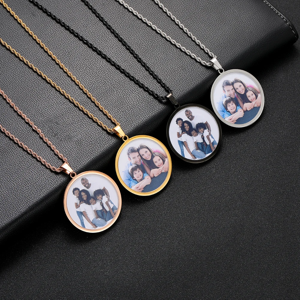Stainless Steel Custom Photo Round Medallions Memory Picture Pendant ...