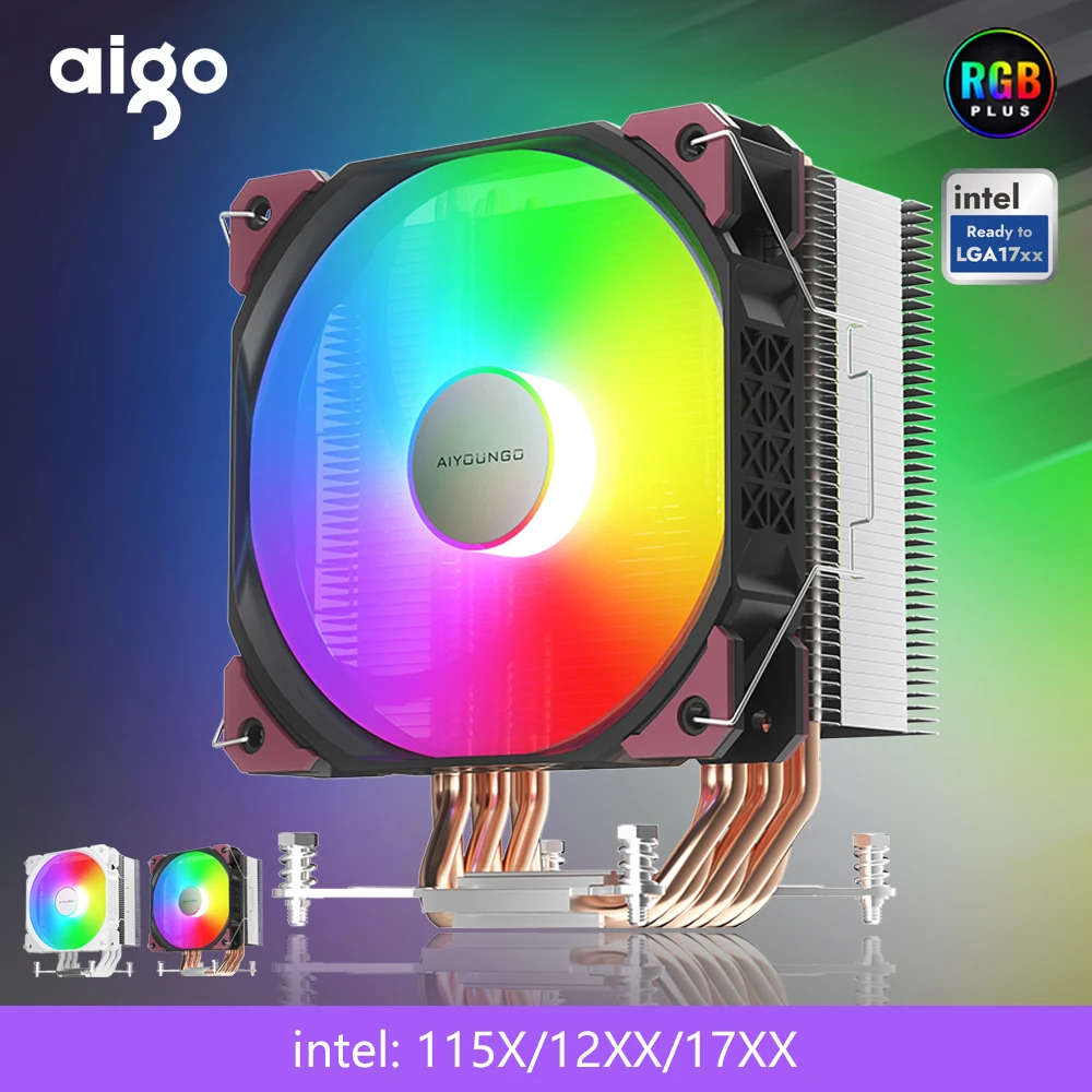 Aigo-CPU-Cooler-6-Heat-pipe-Cooler-4pin-PWM-mute-RGB-PC-Air-Cooler-LGA ...