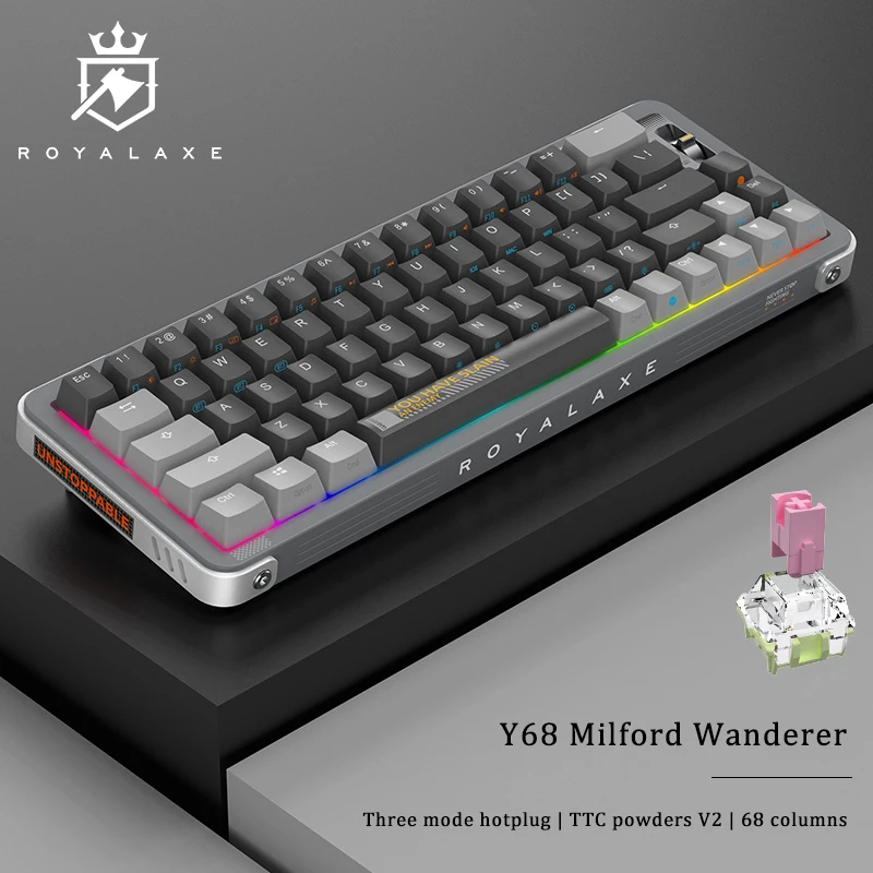 Royal-Axe-Y68-3-mode-mechanical-keyboard-Wireless-Bluetooth-hot-plug ...