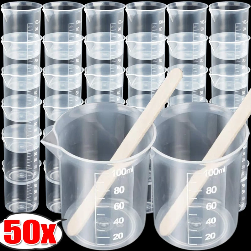 100ml Measuring Cup Plastic Scales Beaker Lab Chemical Laboratory ...