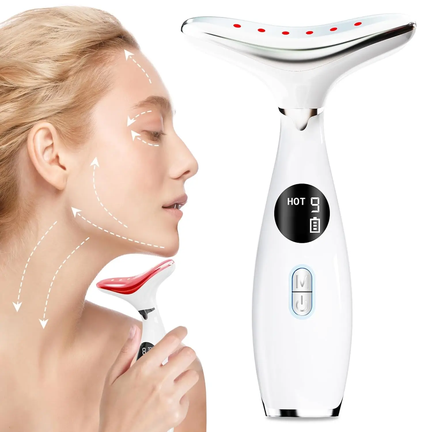 3 in 1 Anti-Aging Face and Neck Lifting Massager LED Light Skin Care ...