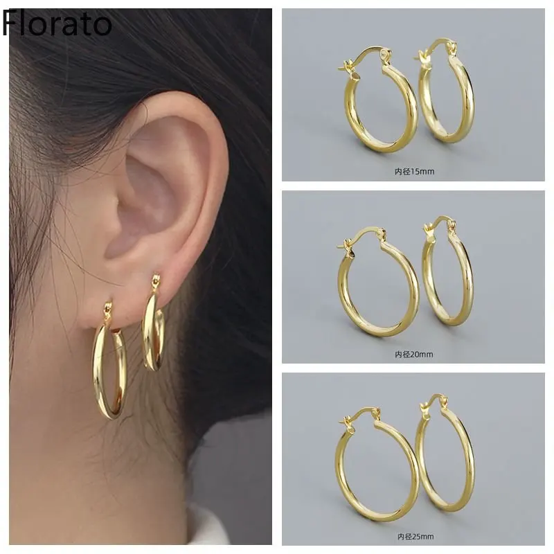 925-Sterling-Silver-Ear-Needle-round-Aperture-hoop-Ear-Buckle ...