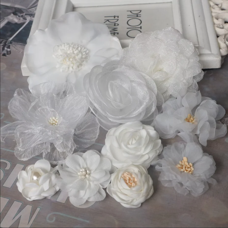 10Pcs/Set Mix Fabric Flowers Simulation Flower Head Decoration Flowers ...