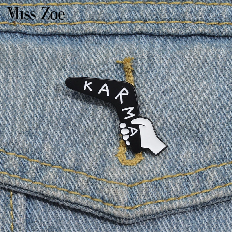 KARMA-Boomerang-Enamel-Pins-Custom-The-Cycle-of-Retribution-Brooches ...