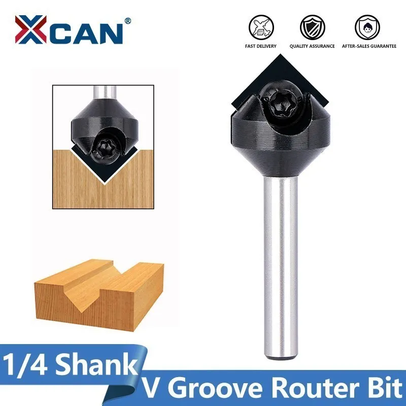 XCAN-Router-Bit-1-4-Shank-90-Degrees-V-Groove-Bit-with-Carbide-Insert ...