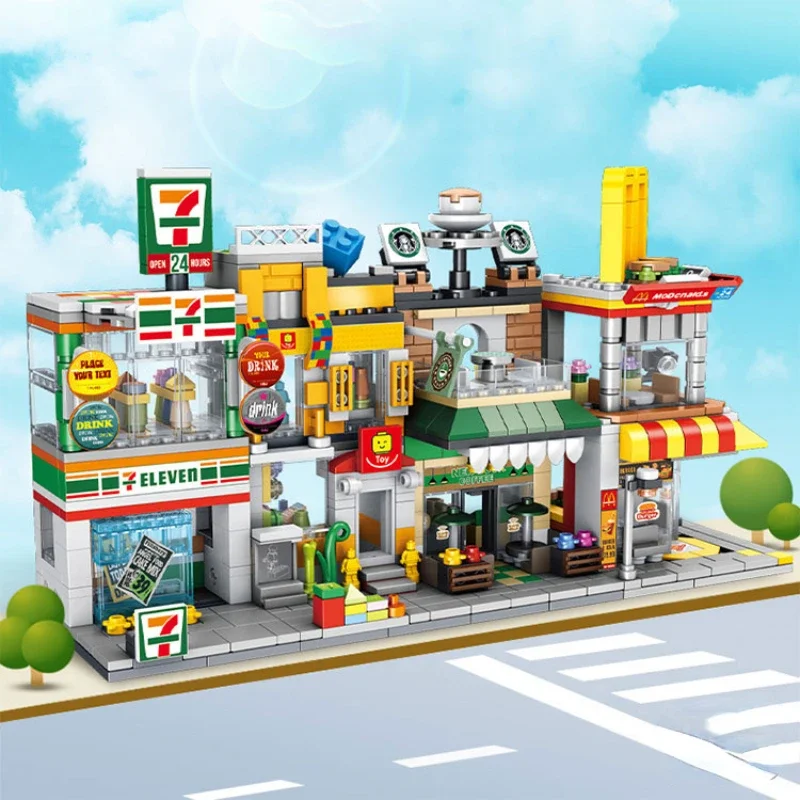 City-Street-View-Series-Mini-Building-Blocks-Coffee-Shop-Convenience ...