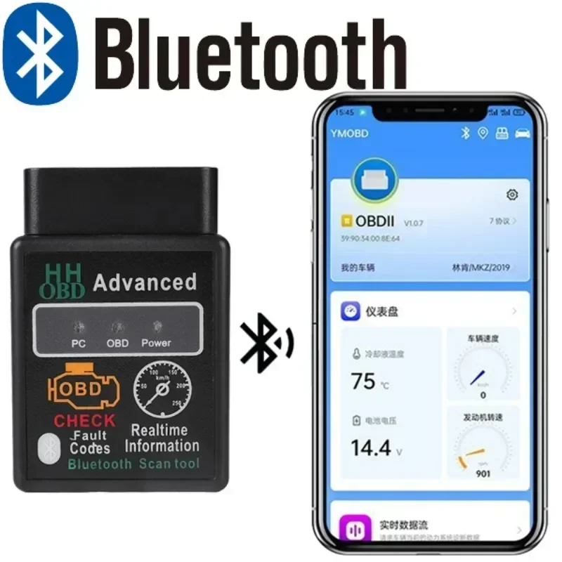 Bluetooth-Compatible Car OBD2 Scanner Elm327 V1.5 Code Reader OBDII ...