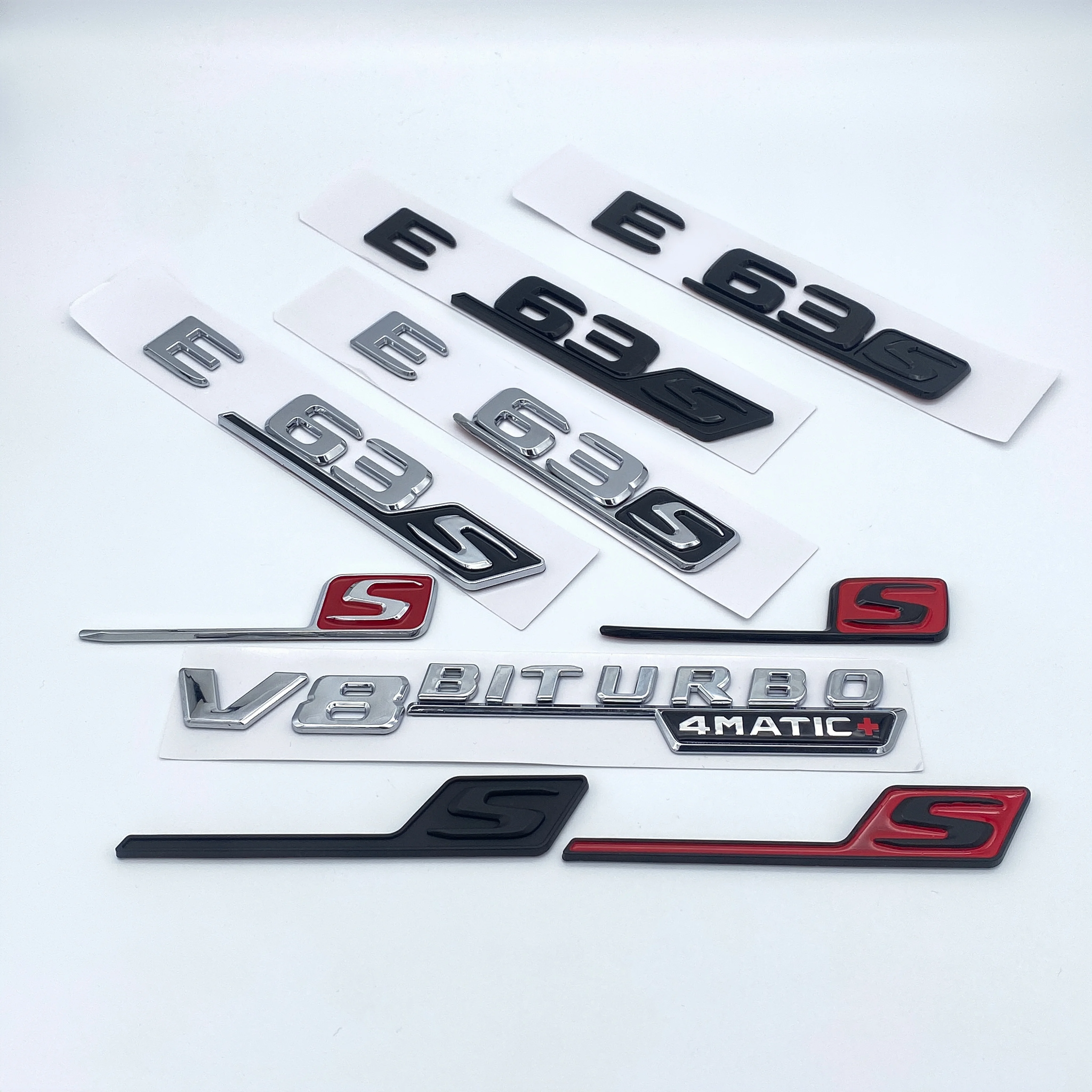 3D Flat Font ABS E63 E63S V8 Biturbo 4Matic AMG Emblem Badge Sticker ...