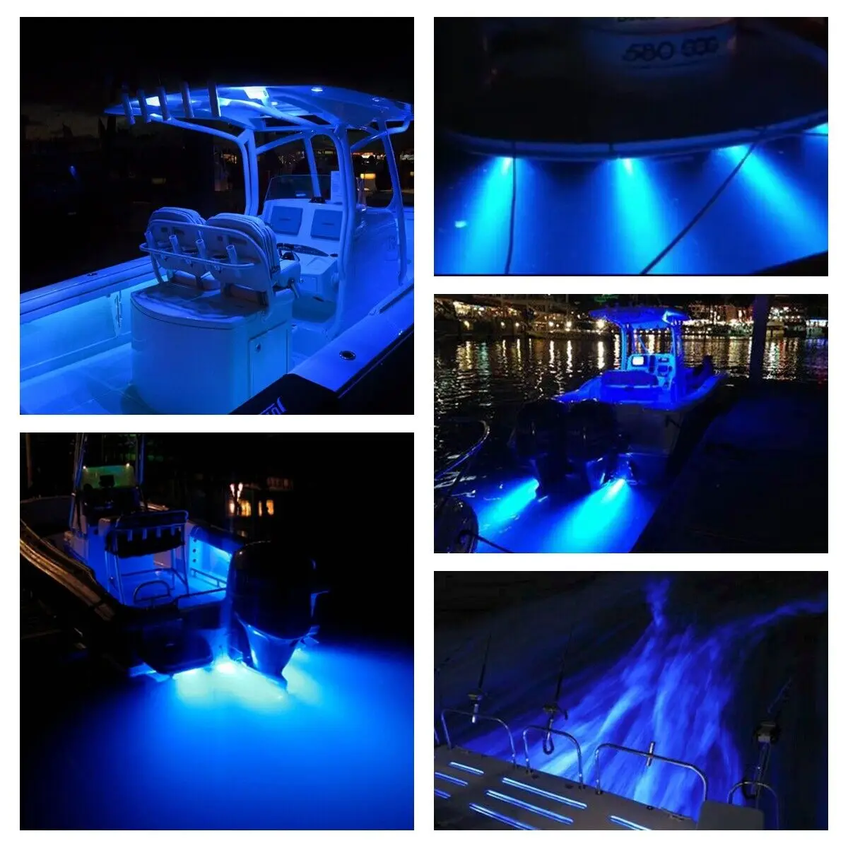 12V BLUE 6-LED 3W Underwater Boat Transom Light 3.5" - Fishing Squid ...